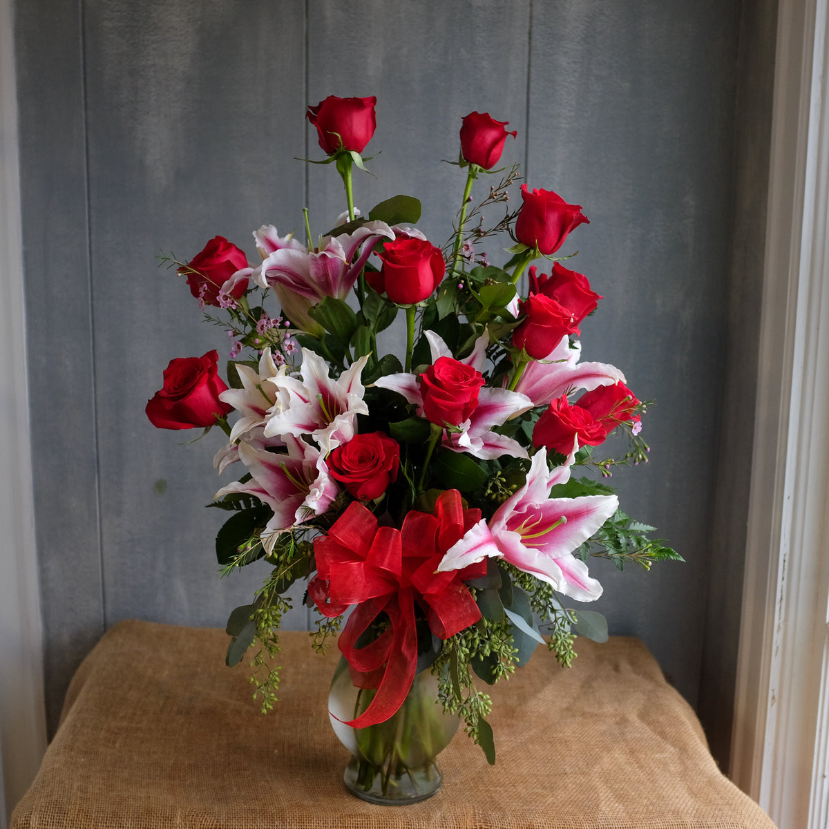 Stargazer Lilies & Red Roses | Lexington, KY | Michler's Florist