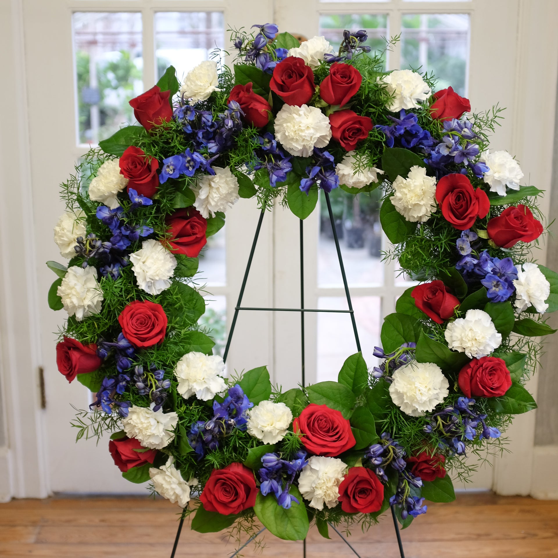 Patriotic Floral Funeral Wreath in Lexington, KY | Michler's Florist ...